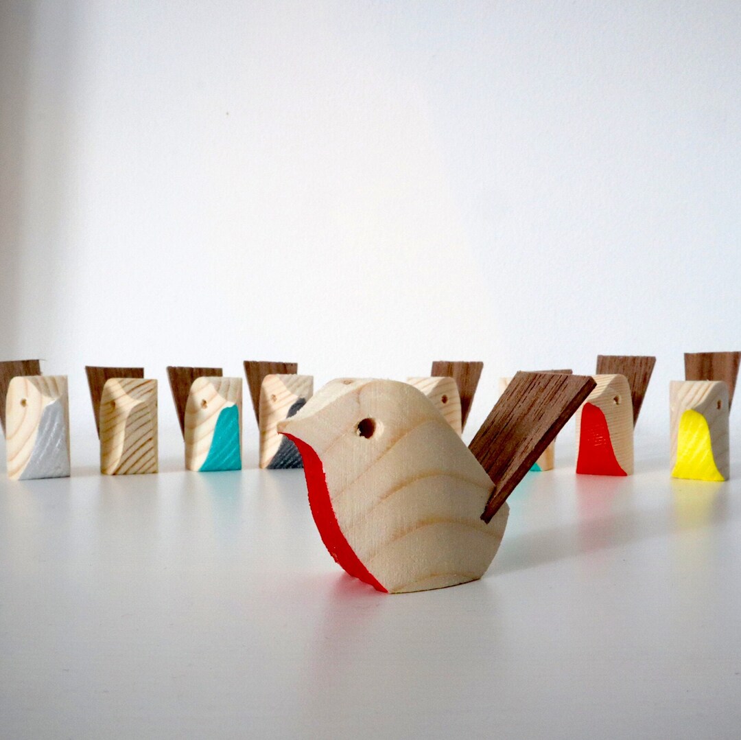 Little Chirpy: Red Ash, Cute Wooden Robin, Handmade Bird Figurine, Home ...