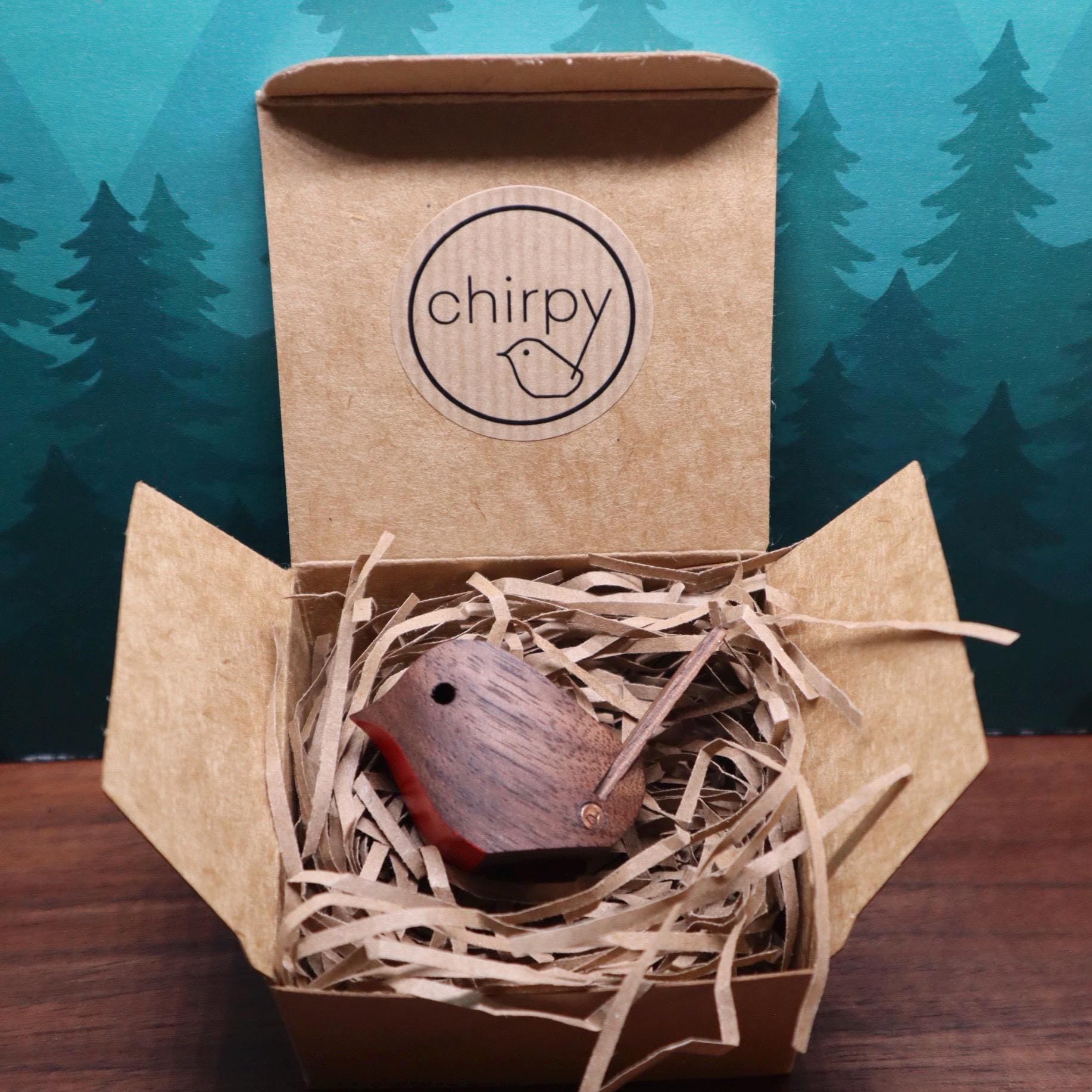 Little Chirpy: Red Walnut, Cute Wooden Robin, Handmade Bird Figurine ...