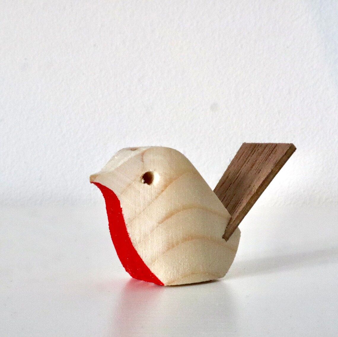 Little Chirpy: Red Ash, Cute Wooden Robin, Handmade Bird Figurine, Home ...
