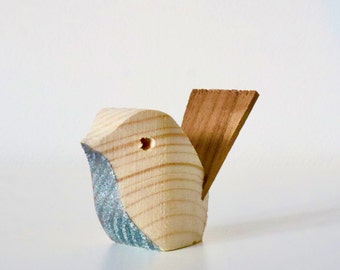 Little Chirpy: Red Walnut, Cute Wooden Robin, Handmade Bird Figurine ...