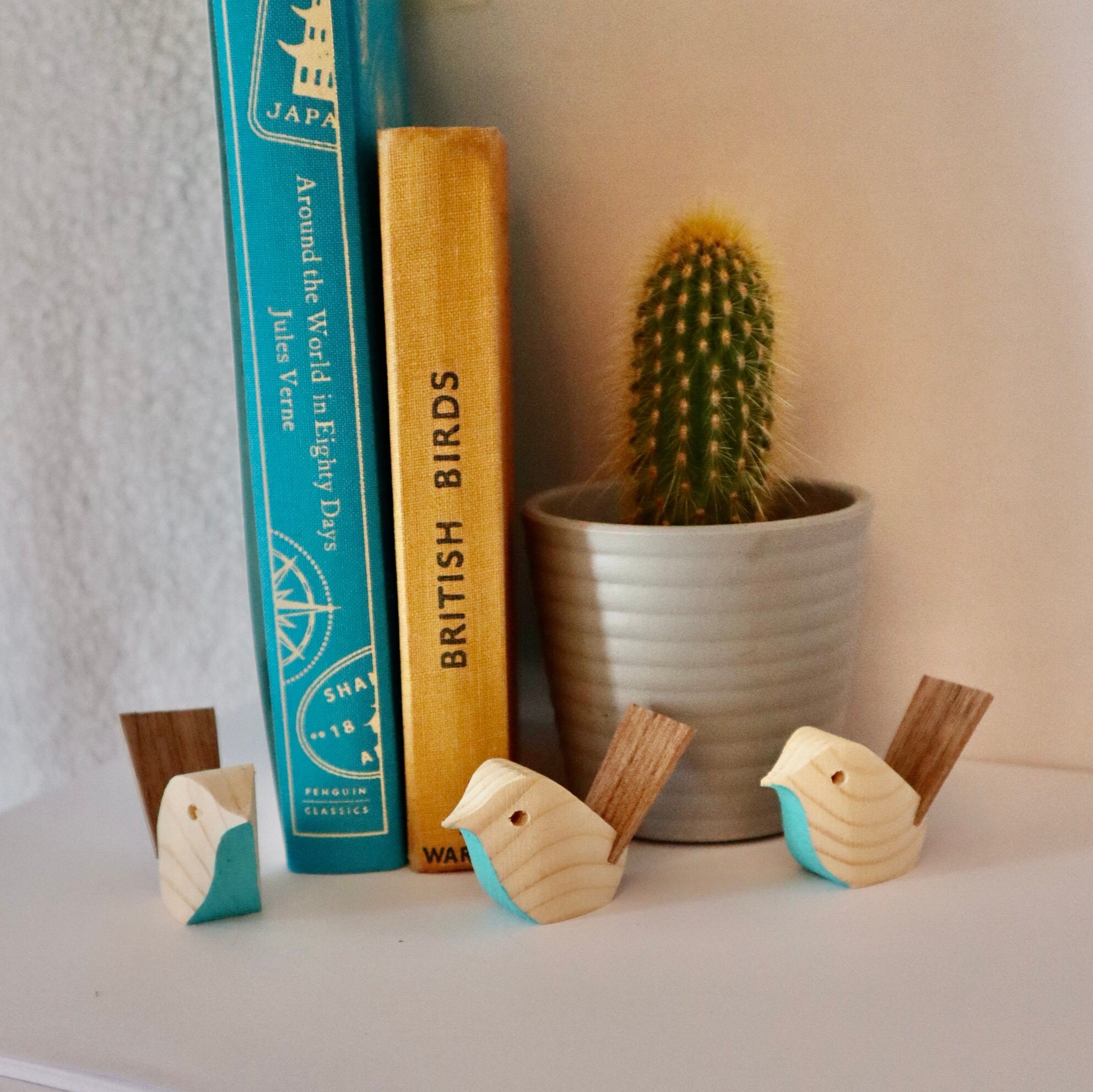 Little Chirpy: Aqua Ash, Cute Wooden Robin, Handmade Bird Figurine ...