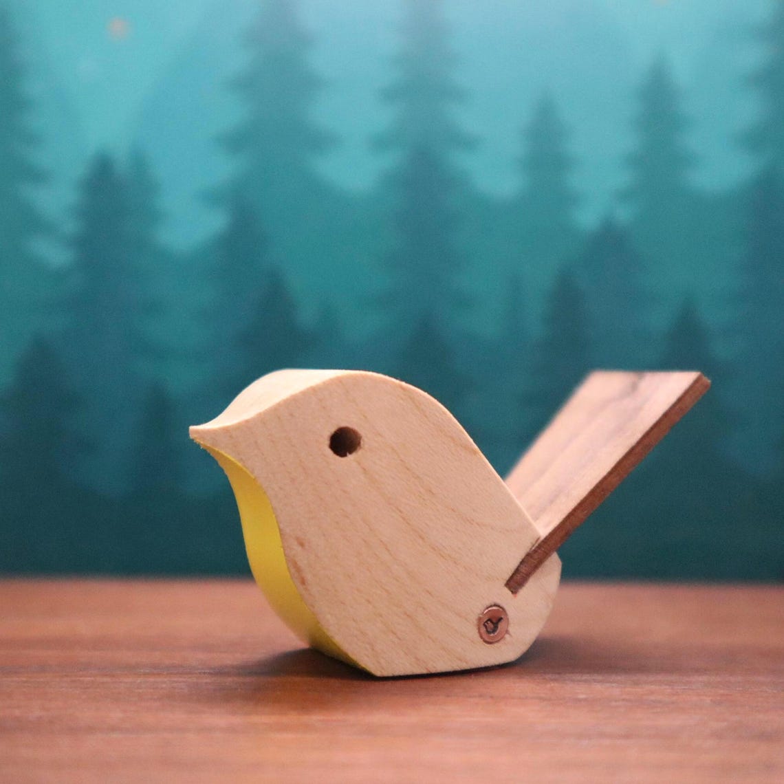 Little Chirpy: Yellow Ash, Cute Wooden Robin, Handmade Bird Figurine ...