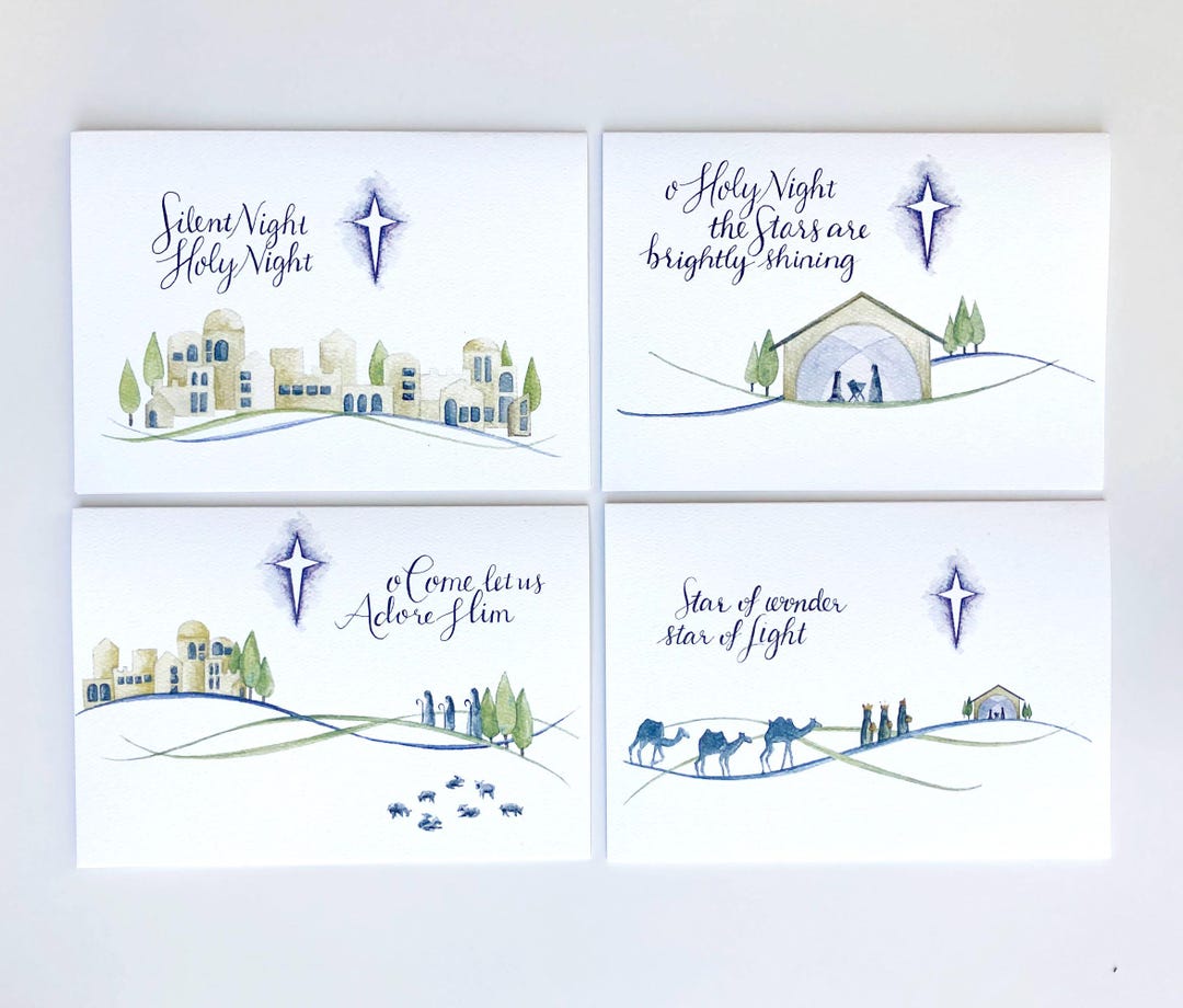 Nativity Card Collection, Christmas Cards, Simple Nativity, Minimalist ...