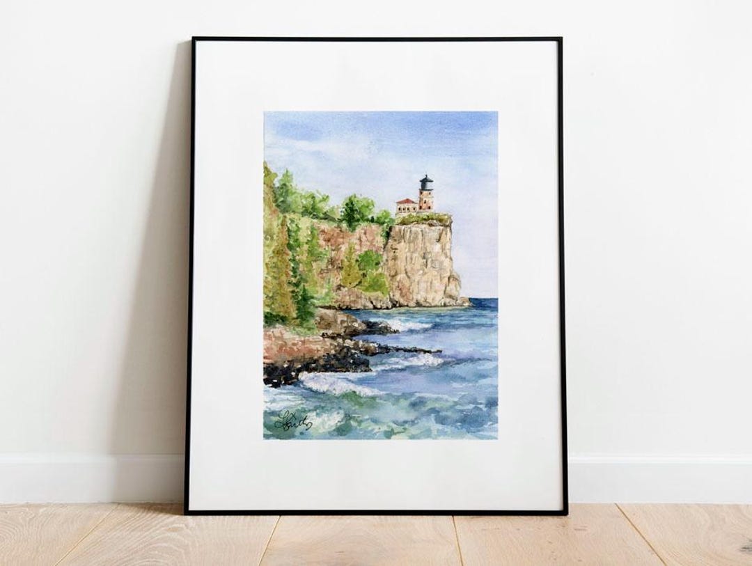 Split Rock Lighthouse Watercolor Art Print - Minnesota North Shore ...