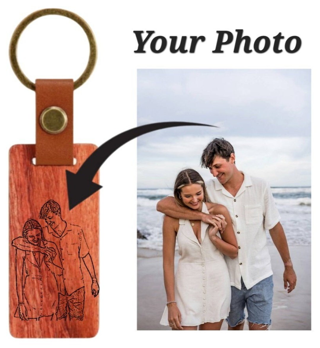 Personalized Custom Name Keychain, Custom Photo Key Ring, Natural ...