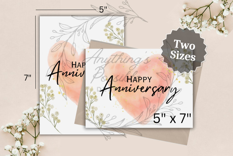 7x5 Printable Anniversary Card - Etsy