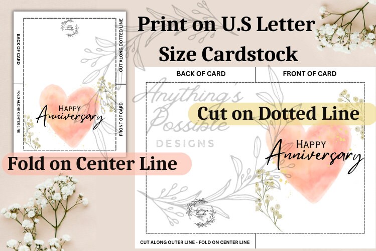 7x5 Printable Anniversary Card - Etsy