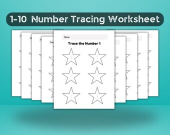 Number Tracing Worksheet 1-10 - Etsy