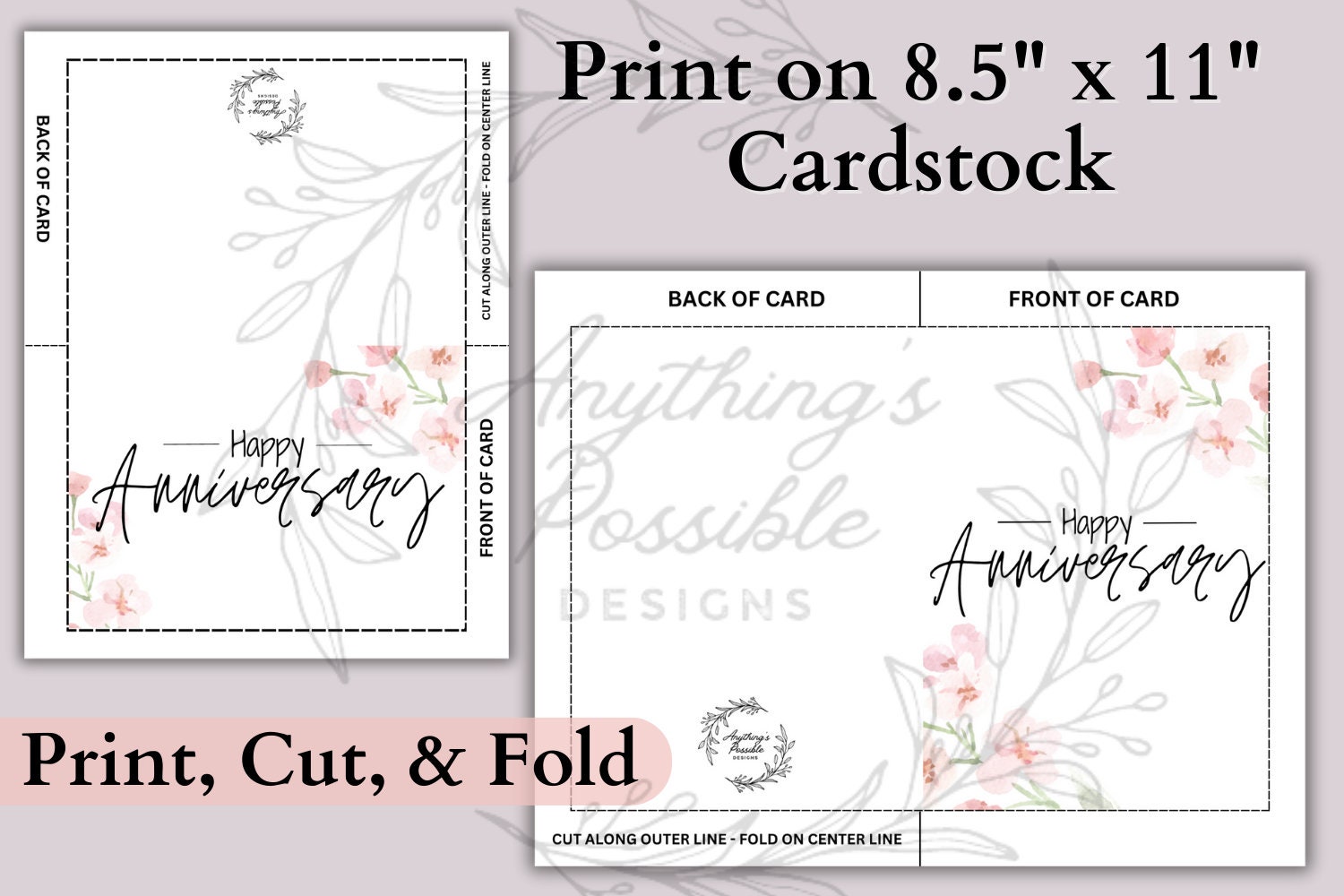 7x5 Printable Anniversary Card - Etsy