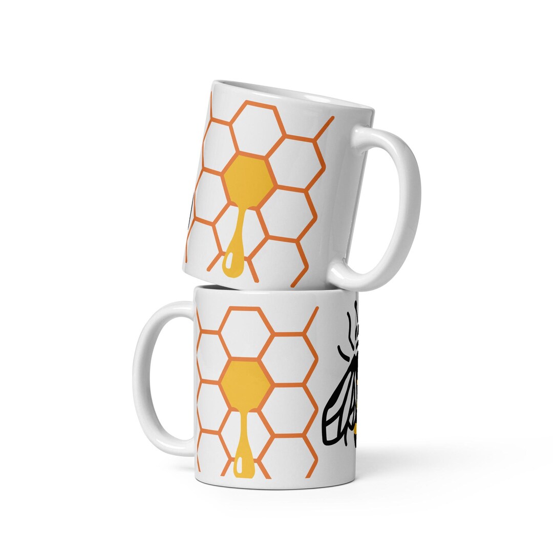 White Glossy Mug- Beehive - Etsy