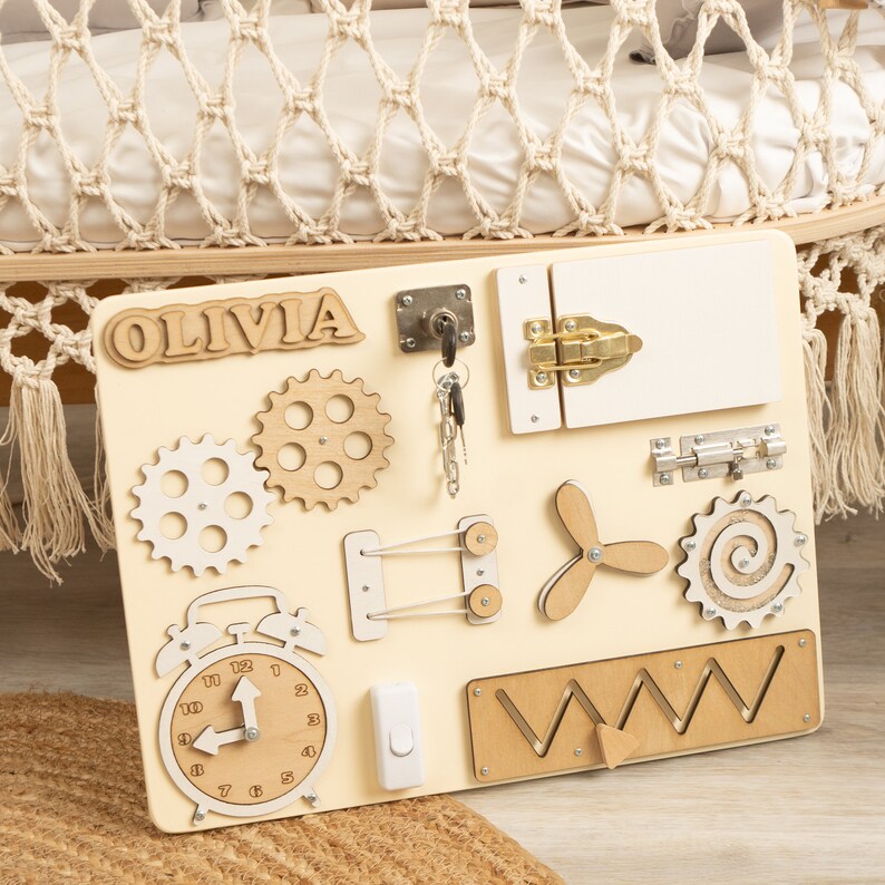 Large Wooden Busy Board for Kids Montessori Educational Activity Center ...