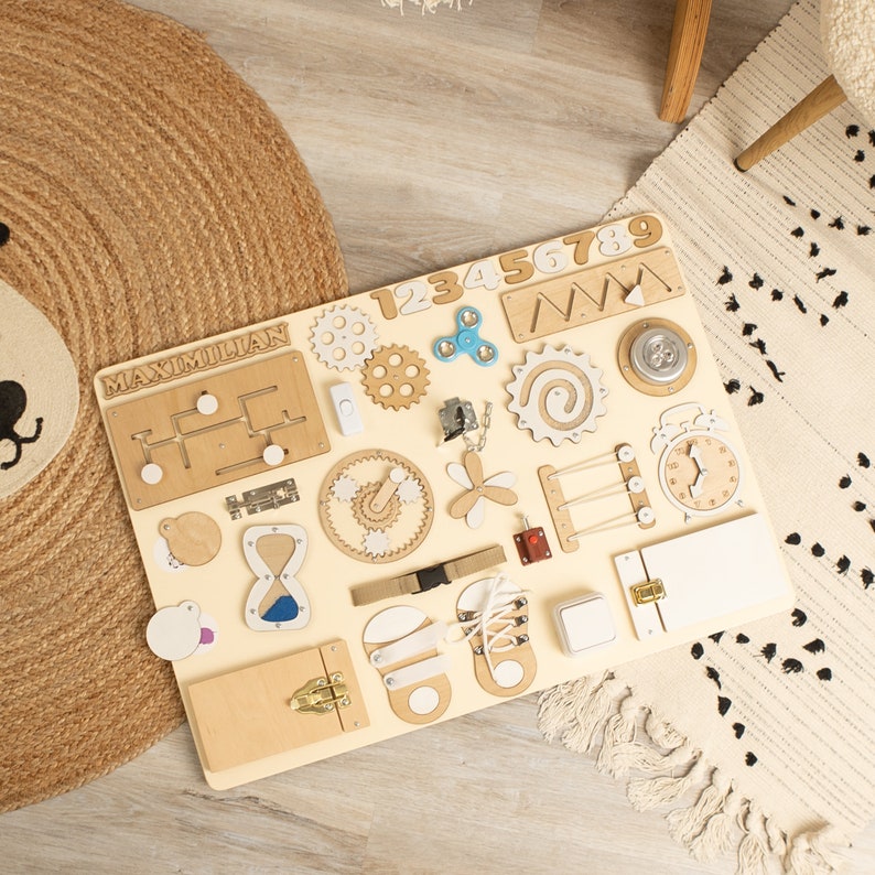 Large Wooden Busy Board for Kids Montessori Educational Activity Center ...