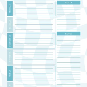 One Page Teal Digital Weekly Planner Printable, Instant Download, Daily ...
