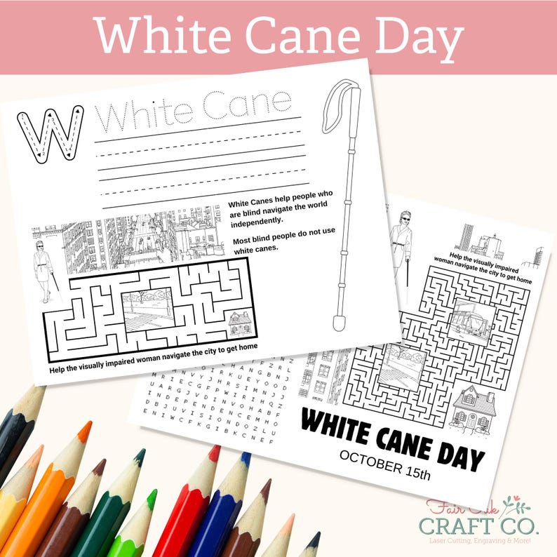 White Cane Day Worksheet - Etsy