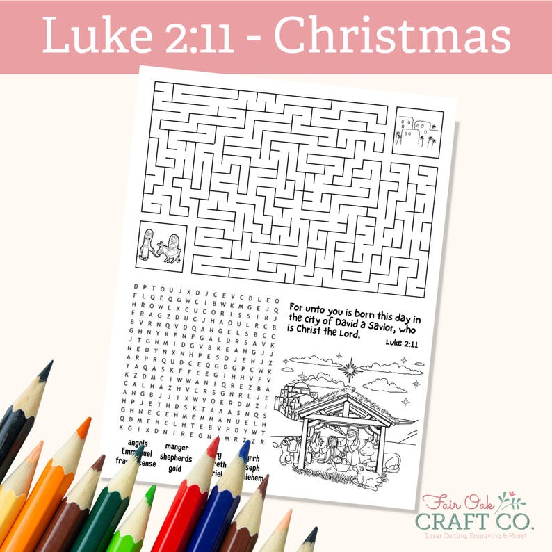 Christmas Worksheet: Luke 2 - Etsy