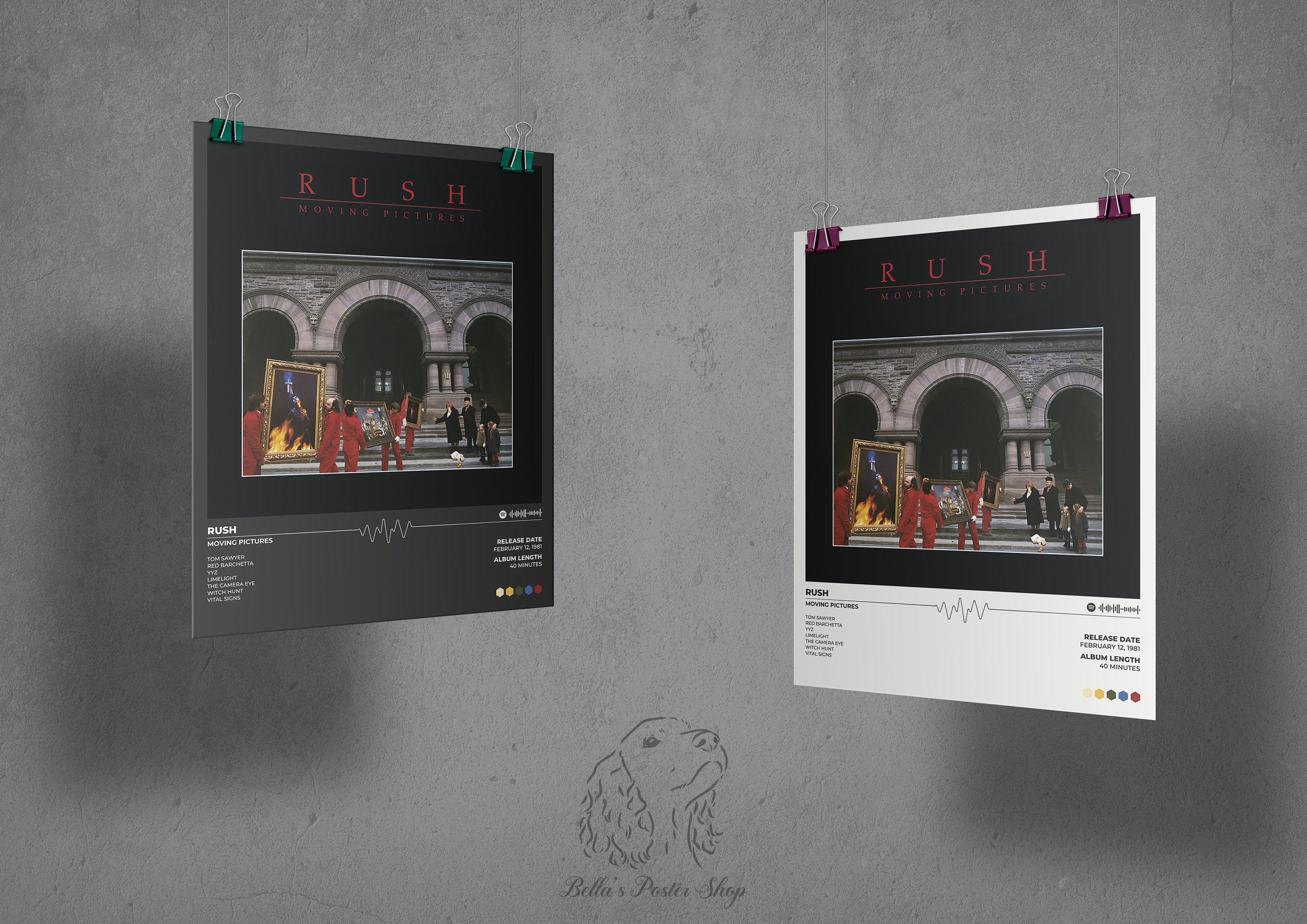 Rush Poster Moving Pictures Album Unframed Album Cover Poster Tracklist ...