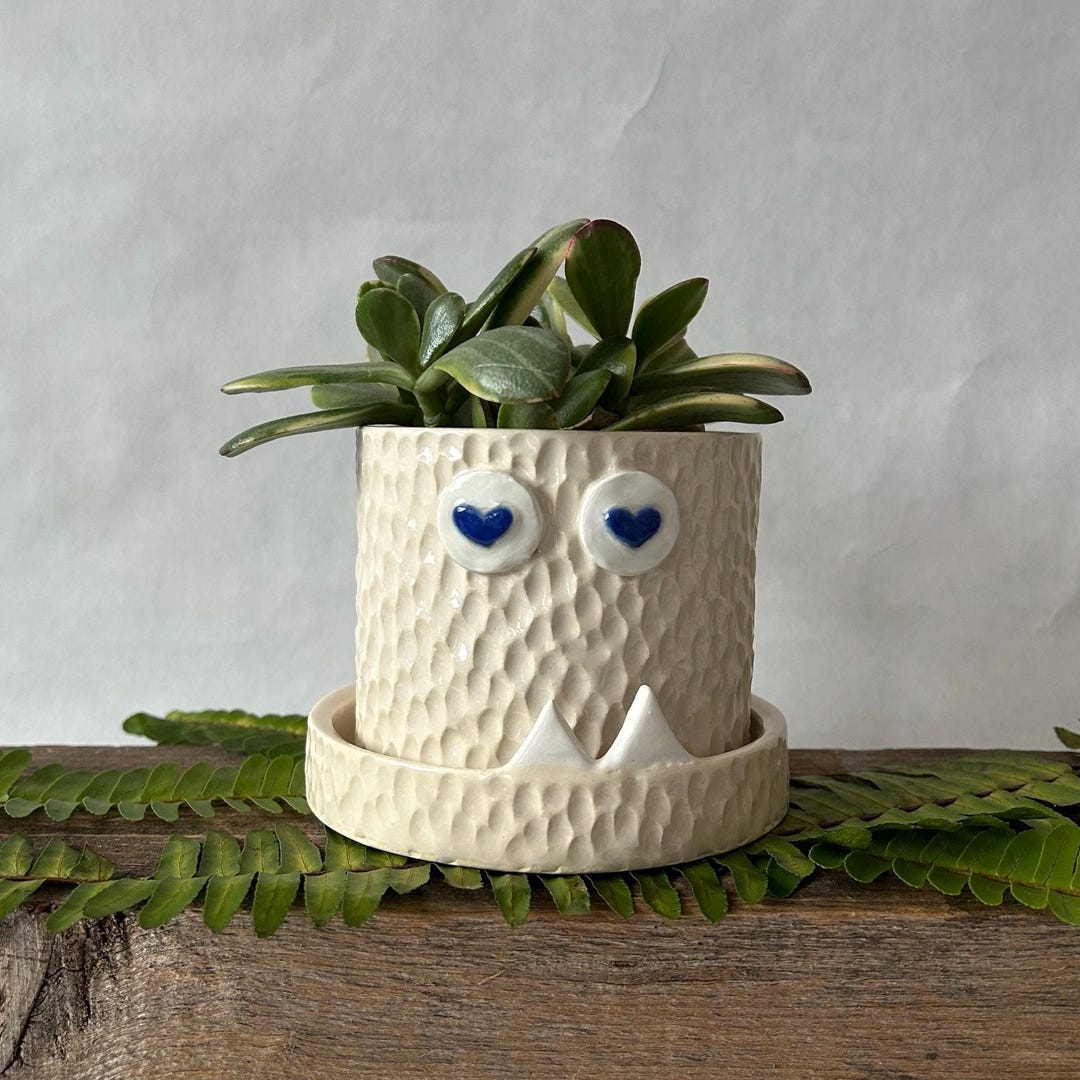 White Love Monster Planter / Handmade Ceramic Planter - Etsy