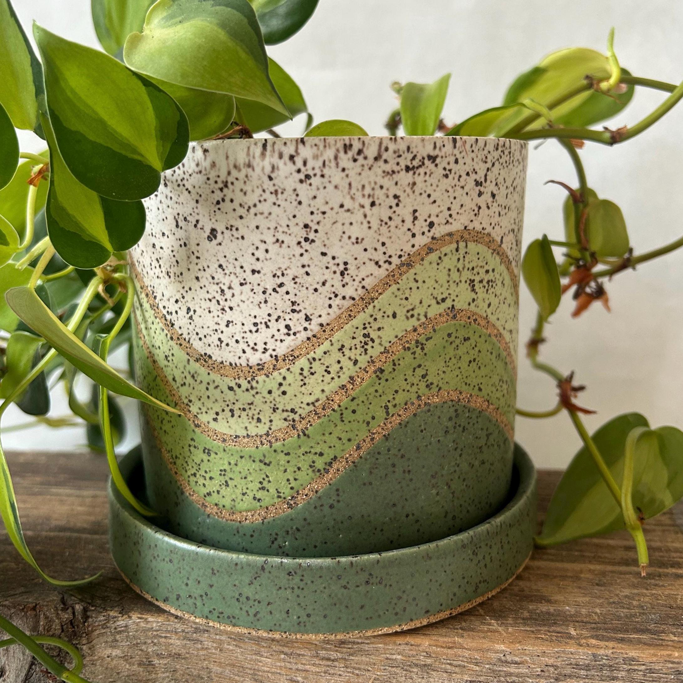 Handmade Ceramic Green Gradient Planter - Etsy