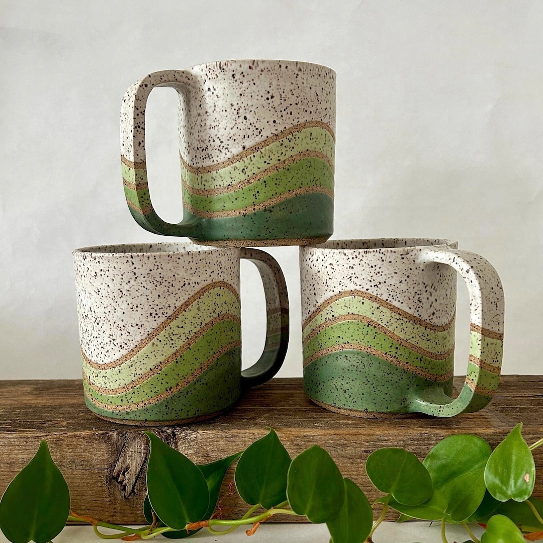 Handmade Ceramic Green Gradient Mountain Mug - Etsy
