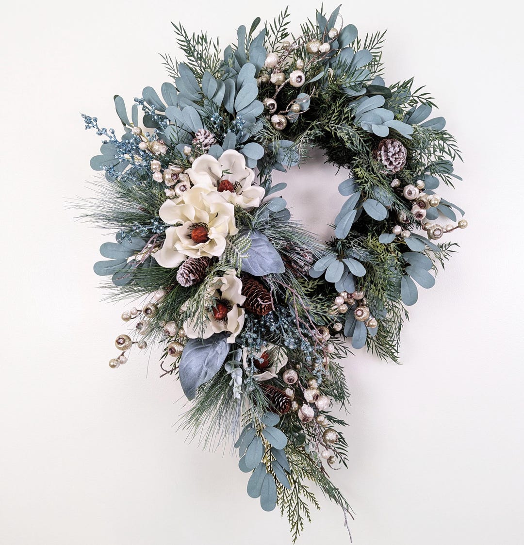 Magnolia Wreath, Winter Greenery Wreath, Every Day Wreath for Front ...