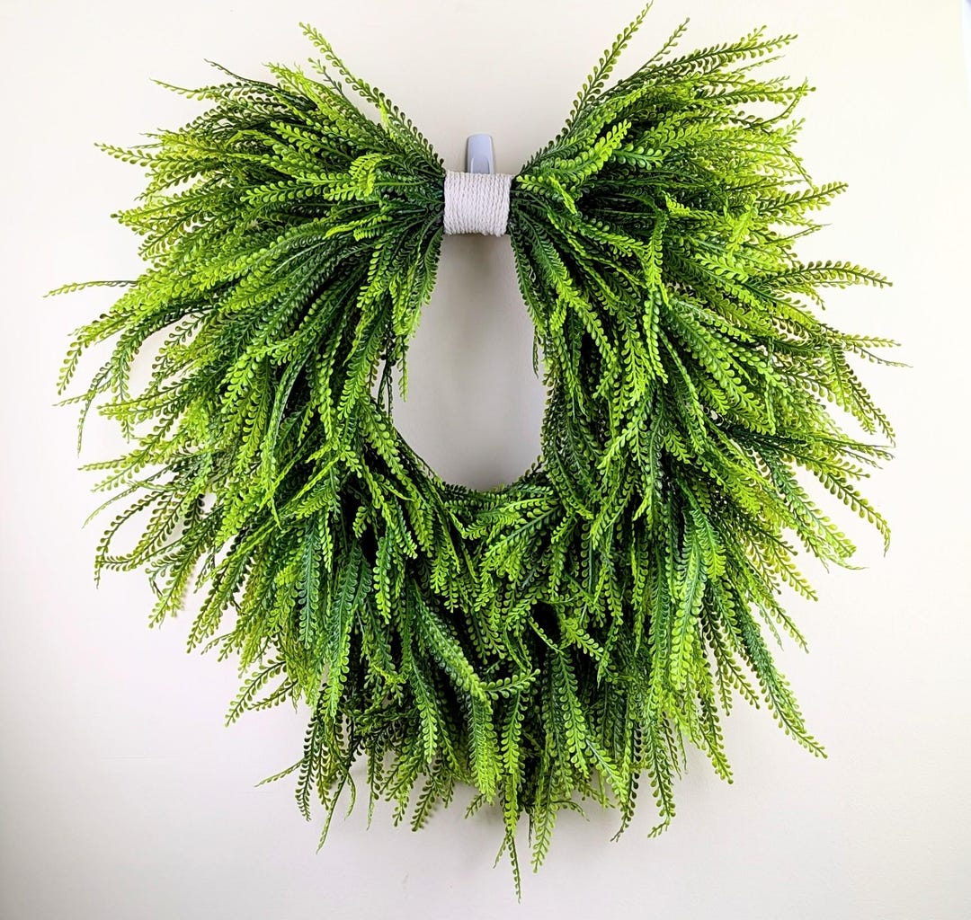 Greenery Wreath With Cascading Bead Grass, Everyday Front Door Wreath ...