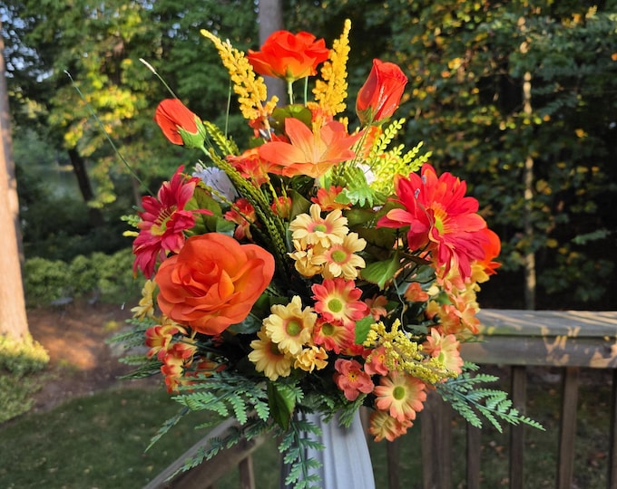 Fall Sympathy Flowers, Outdoor Autumn Memorial Flowers, Handcrafted ...