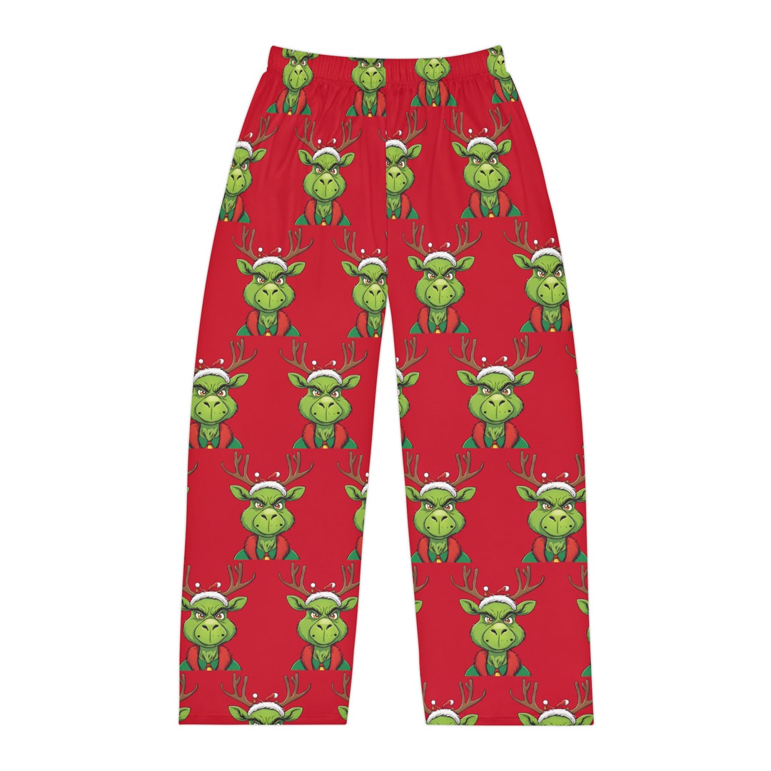 The Cheeky Deer Resting Grinch Face Xmas Pajama Pants - Etsy