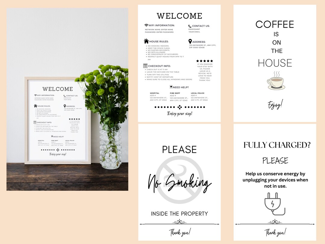 Airbnb Sign Bundle Template Airbnb Signage Rental Property Vacation ...