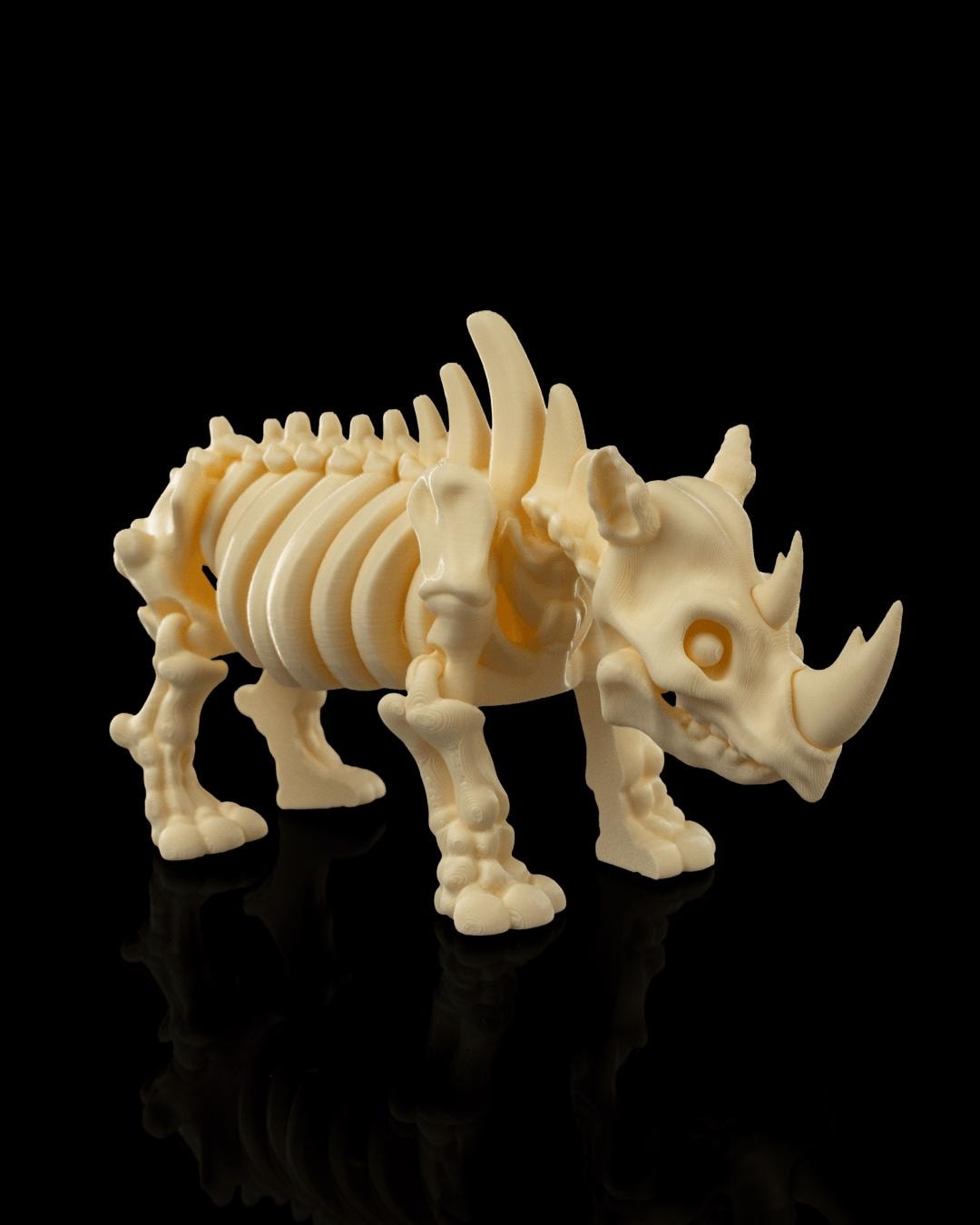 Articulated 3D Printed Skeleton Rhino - Movable Rhinoceros Model ...