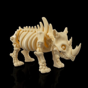 Articulated 3D Printed Skeleton Rhino - Movable Rhinoceros Model ...