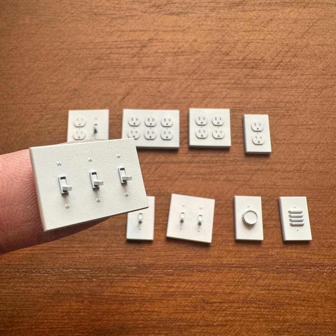 Miniature Power Outlet and Light Switches 1:12, 1/6, Dollhouse ...