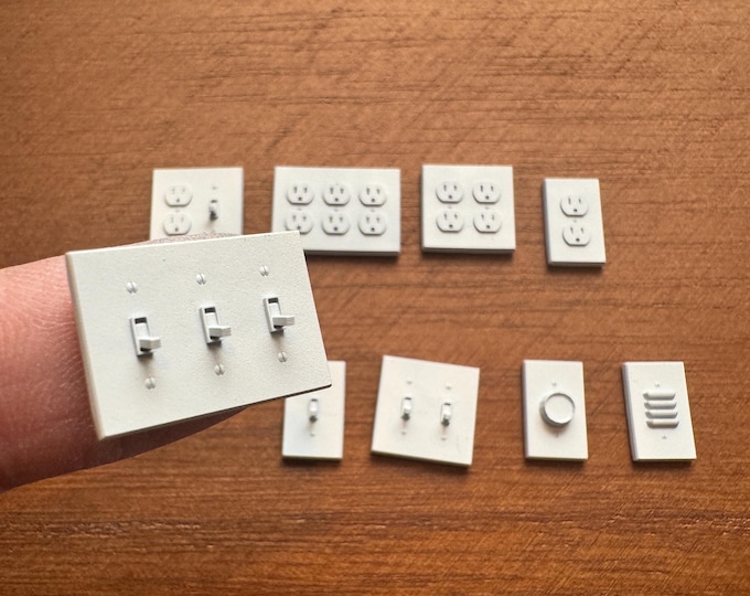 Miniature Power Outlet and Light Switches 1:12, 1/6, Dollhouse ...