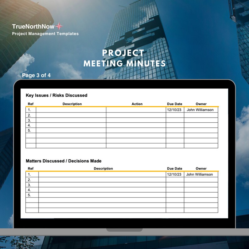 Project Meeting Minutes Template, Professional Quality, Comprehensive ...