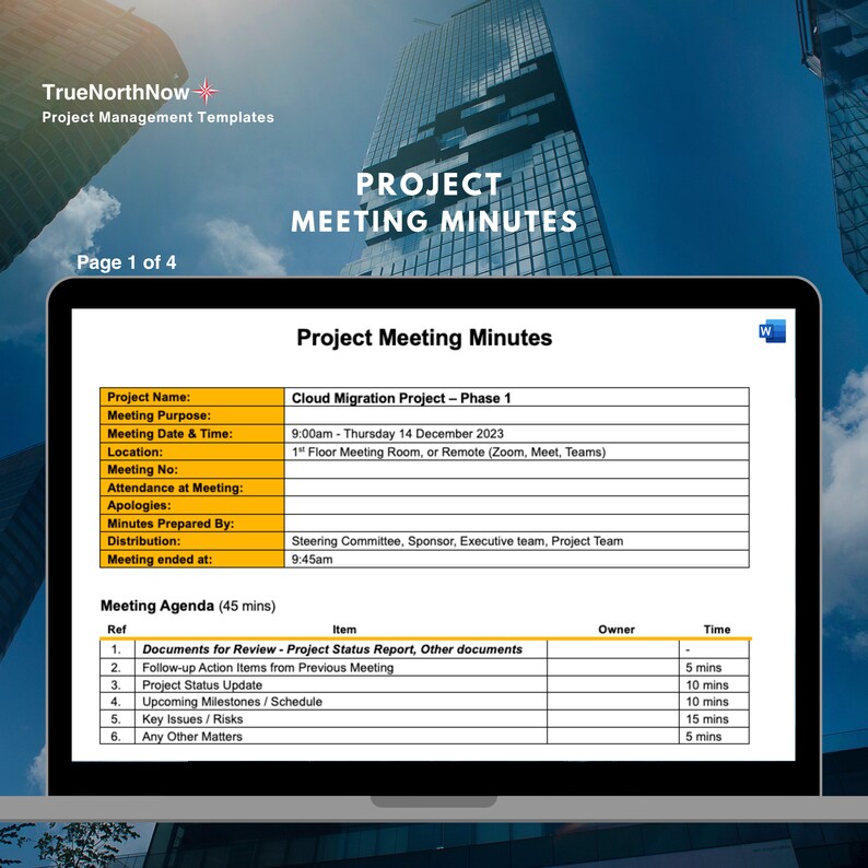 Project Meeting Minutes Template, Professional Quality, Comprehensive ...