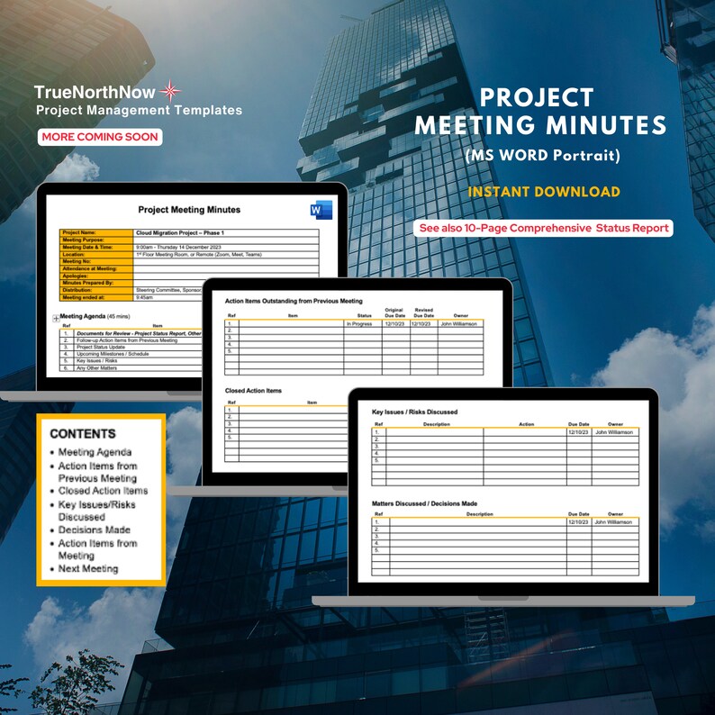 Project Meeting Minutes Template, Professional Quality, Comprehensive ...