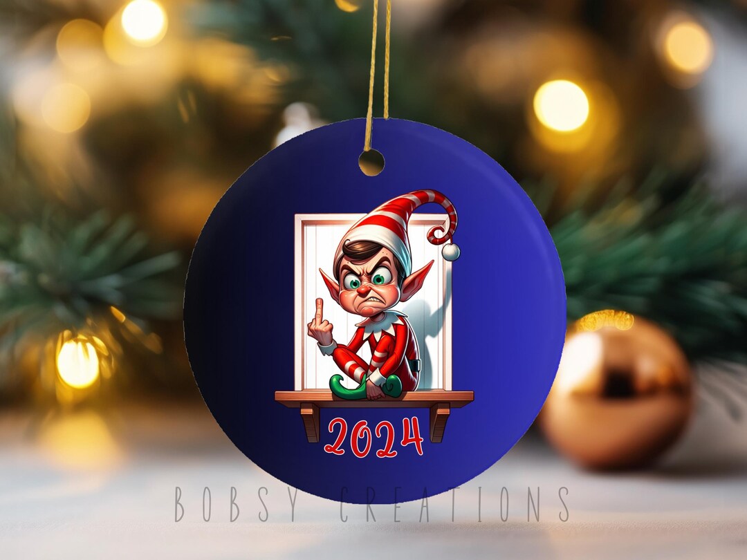 Funny Rude Kris Kringle Gift Funny Ceramic Elf Ornament, Perfect Ugly ...