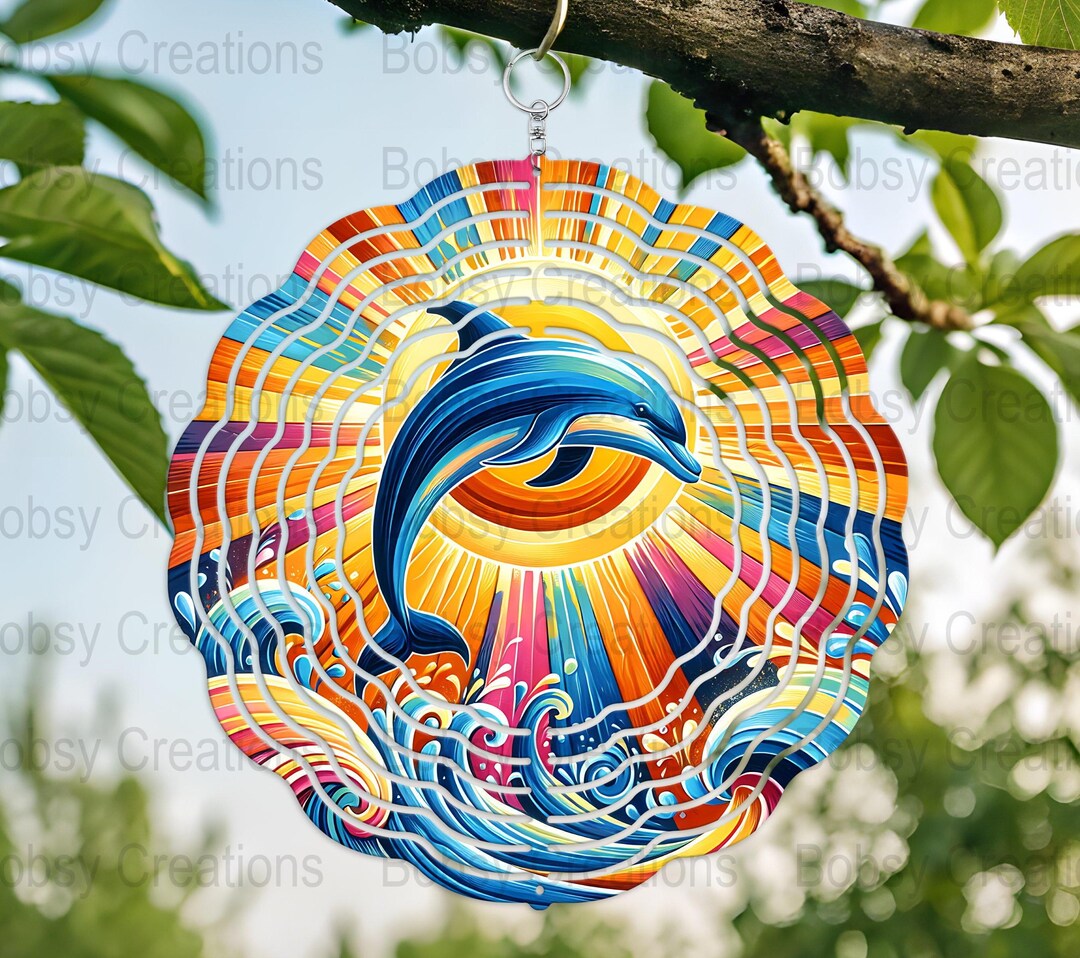 Retro Dolphin Wind Spinner PNG, Vibrant Ocean Windspinner PNG, Colorful ...