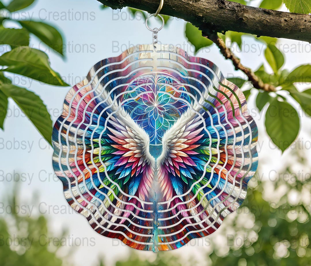 3D Memorial Angel Wings Wind Spinner PNG, Cute Windspinner PNG ...