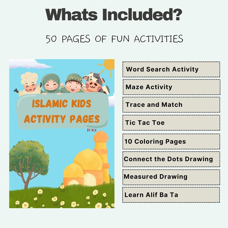 Islamic Activity Sheets for Kids, Islamic Coloring Book, Muslim Kids ...