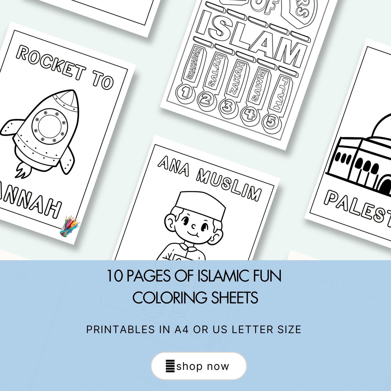 Islamic Activity Sheets for Kids, Islamic Coloring Book, Muslim Kids ...