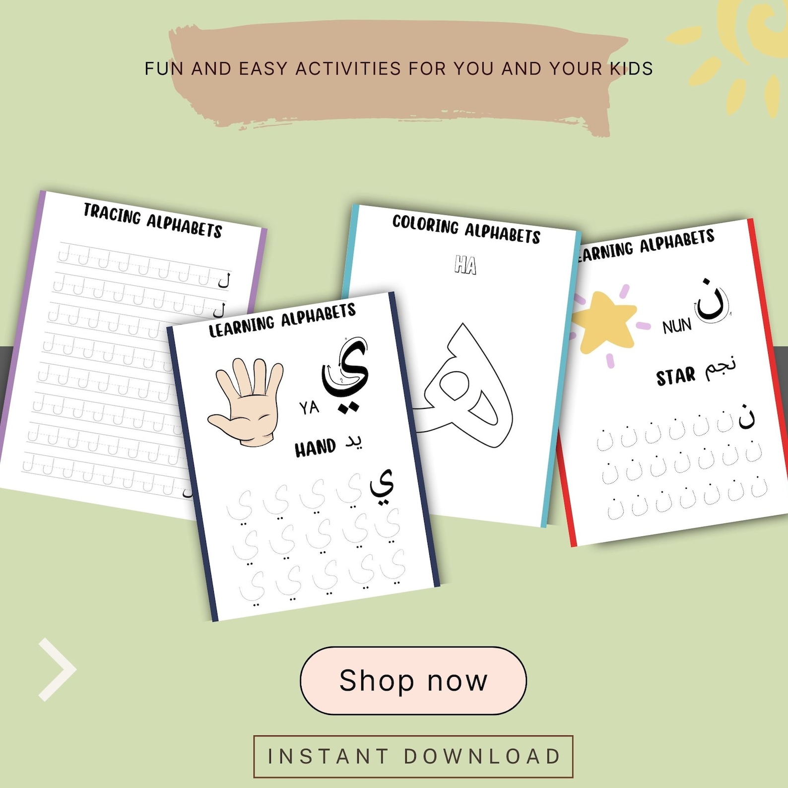 Arabic Alphabet Worksheet for Kids, Learn Arabic Alphabets Tracing for ...