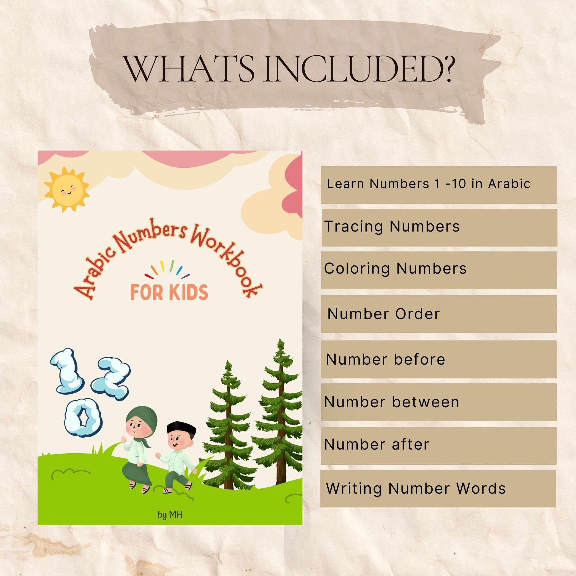 Arabic Numbers Preschool Workbook, Printable Number Worksheets for Kids ...