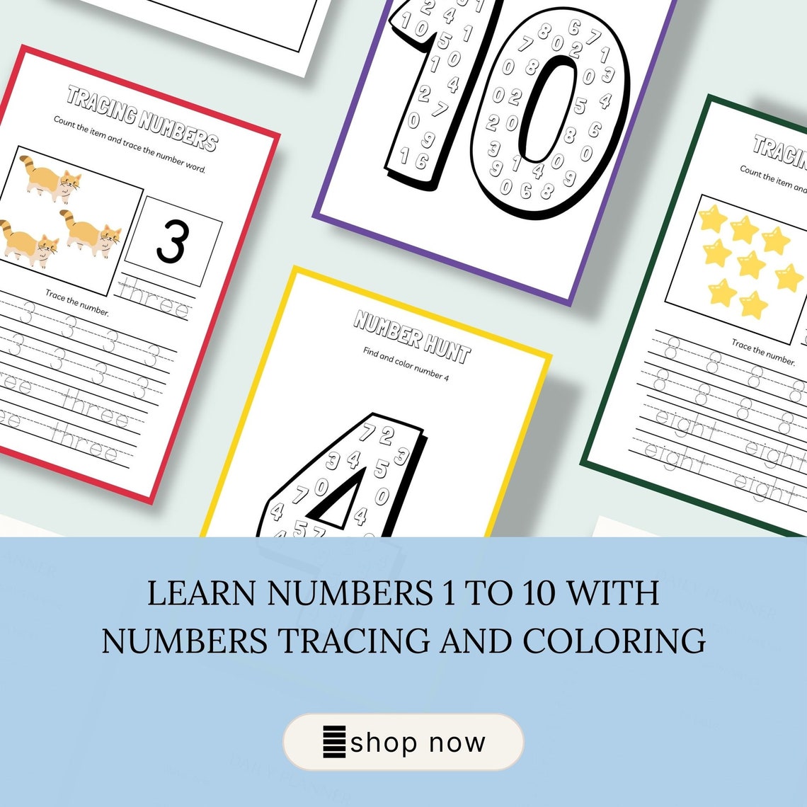Numbers Preschool Workbook, Printable Number Worksheets for Kids ...