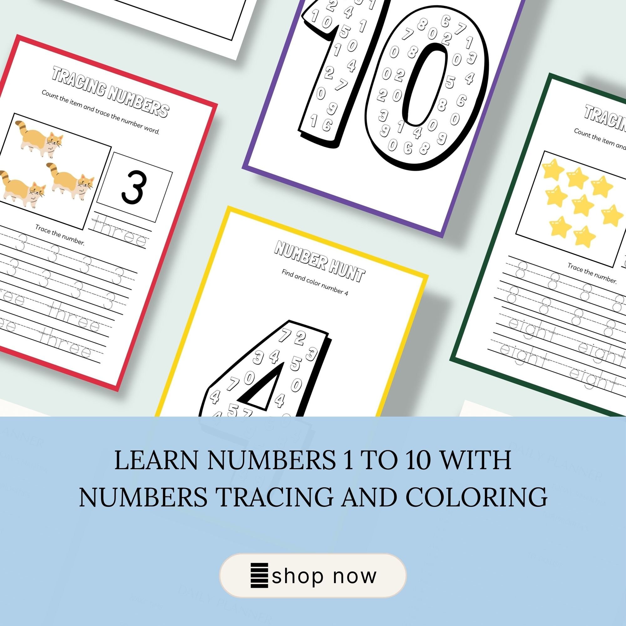Numbers Preschool Workbook, Printable Number Worksheets for Kids ...
