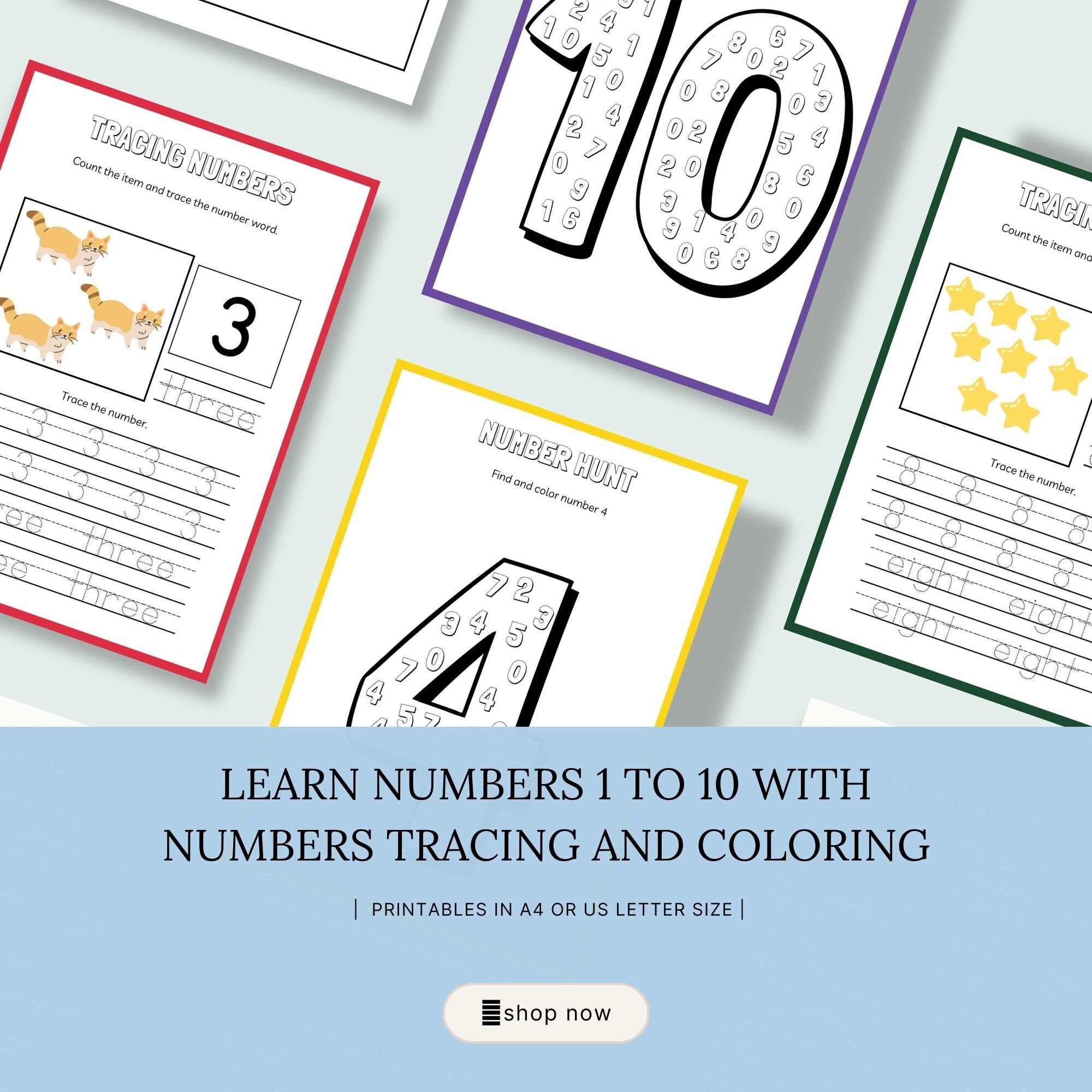 Numbers Preschool Workbook, Printable Number Worksheets for Kids ...