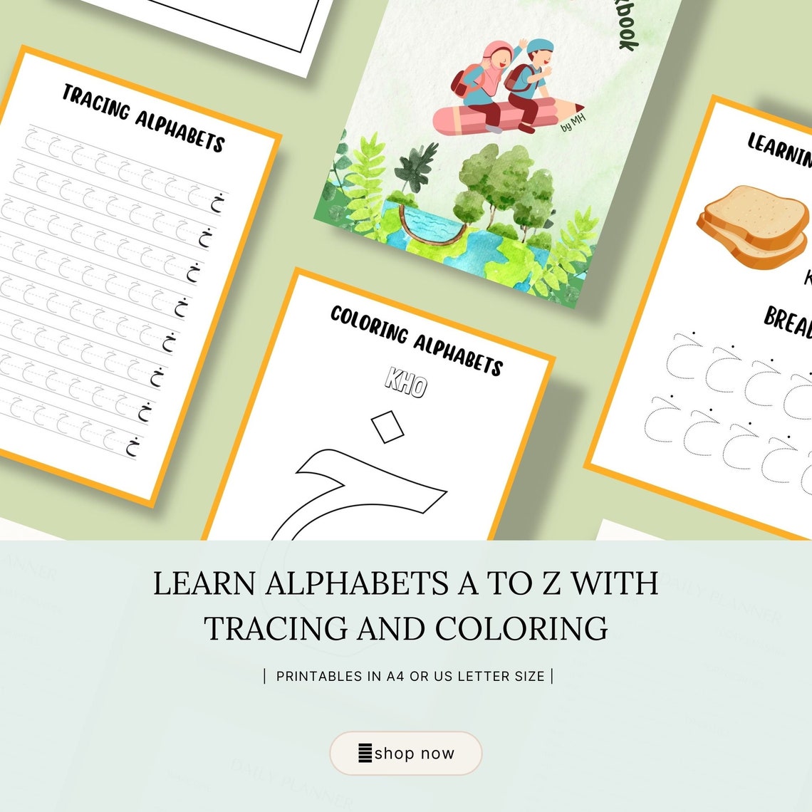 Arabic Alphabet Worksheet for Kids, Learn Arabic Alphabets Tracing for ...