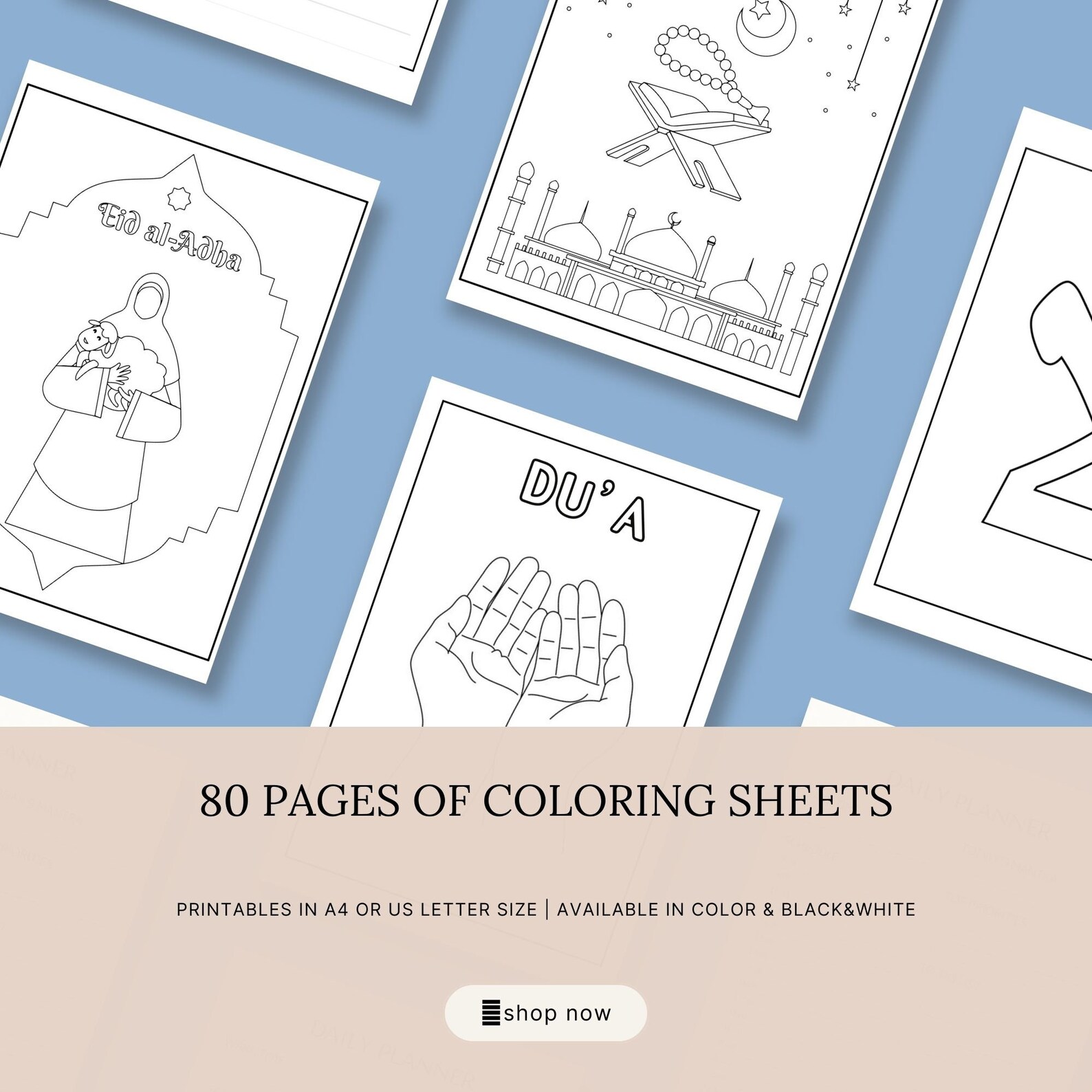 100 Printable Islamic Colouring Pages, Islamic Activity Book, Islamic ...