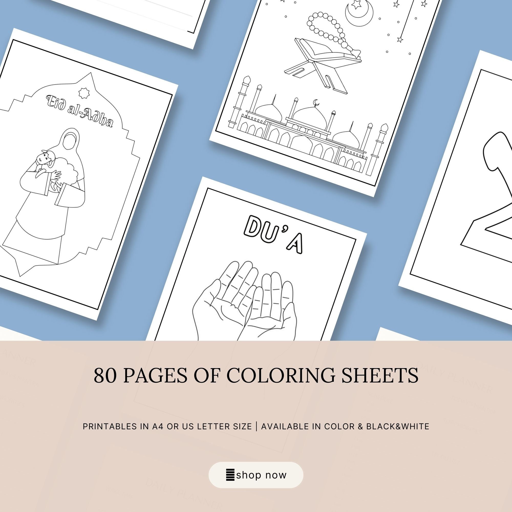 100 Printable Islamic Colouring Pages, Islamic Activity Book, Islamic ...