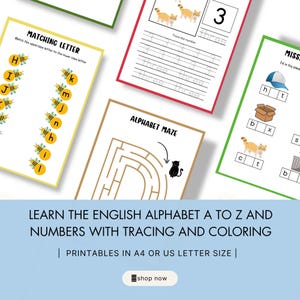 Alphabet Tracing Worksheet for Kids, Numbers Preschool Workbook ...