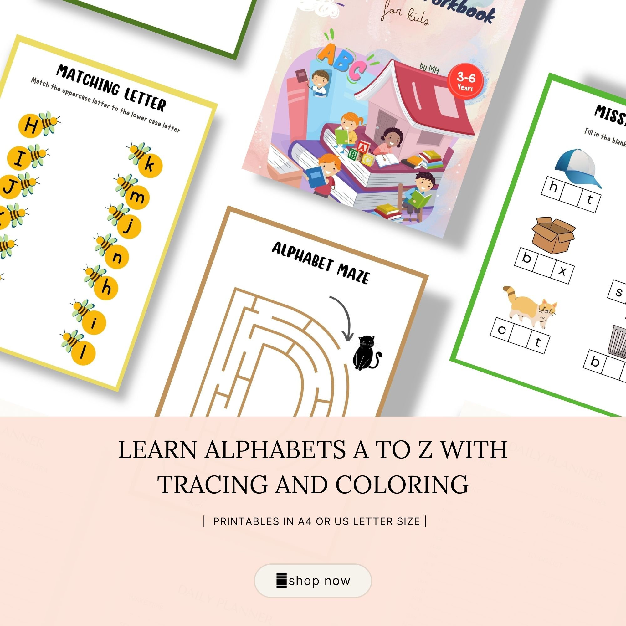 Alphabet Tracing Worksheet for Kids, Letters Tracing for Preschool ...